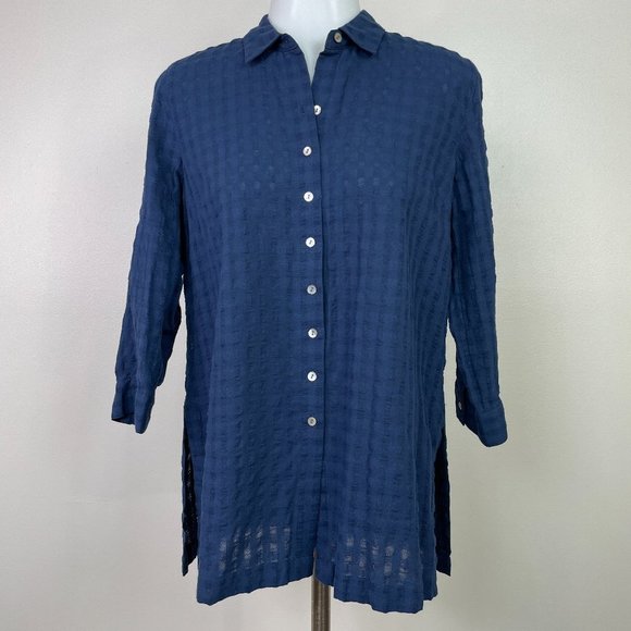 J. Jill | Tops | J Jill Top Xs Petite Navy Blue Tunic Shirt Semisheer ...